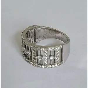 Vintage | Jewelry | Vintage Boho Sterling Silver Wide Crystal Cluster ...
